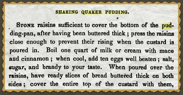Shaking Quaker Pudding - streetsofsalem